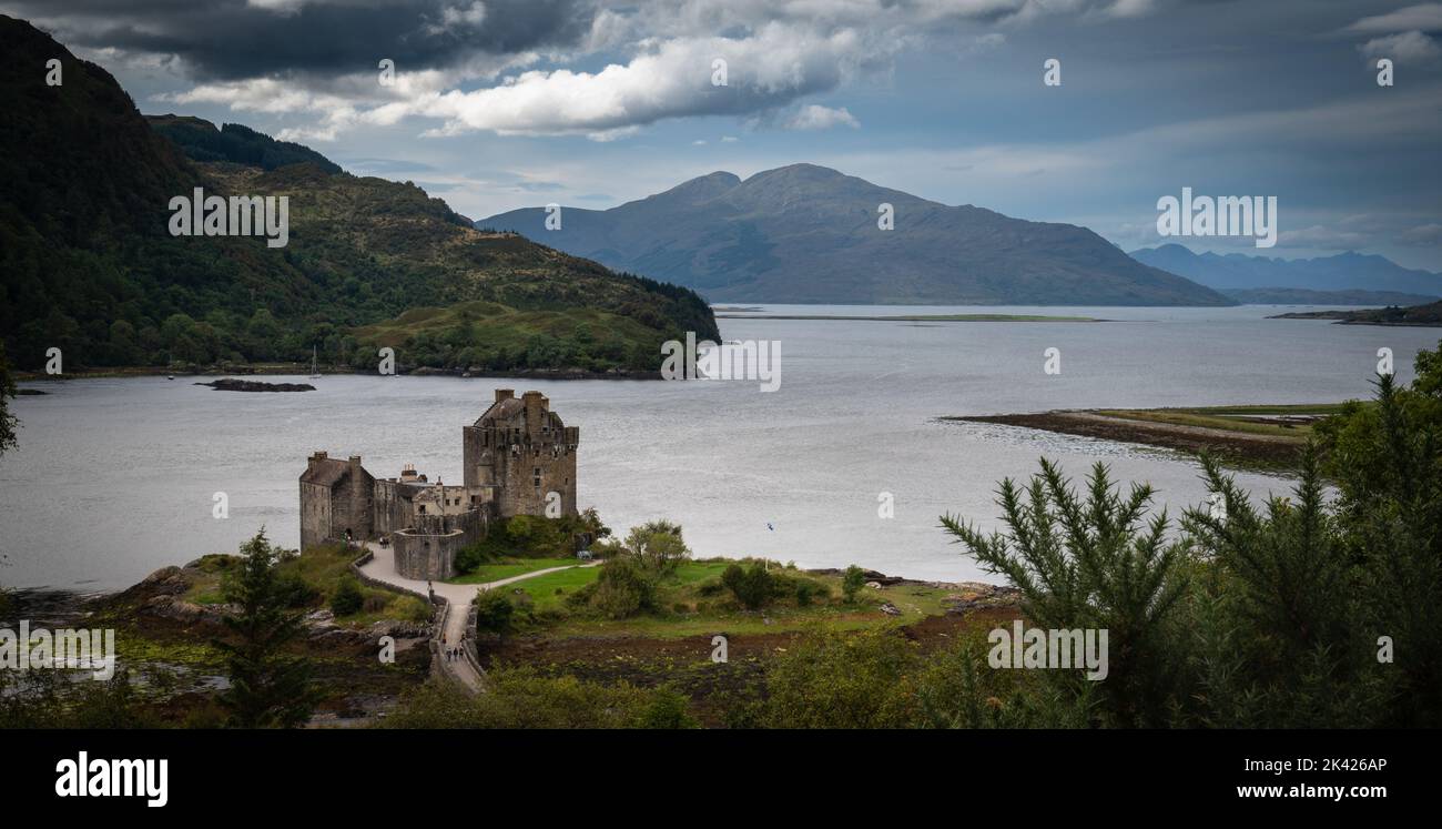 A view over Eilean Donnan Castle, Dornie on a late summer afternoon ...