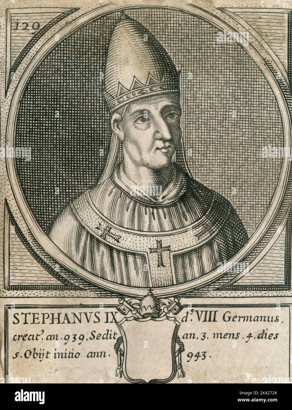 Portrait of Pope Stephanus IX, engraving from the Summorum Romanorum ...