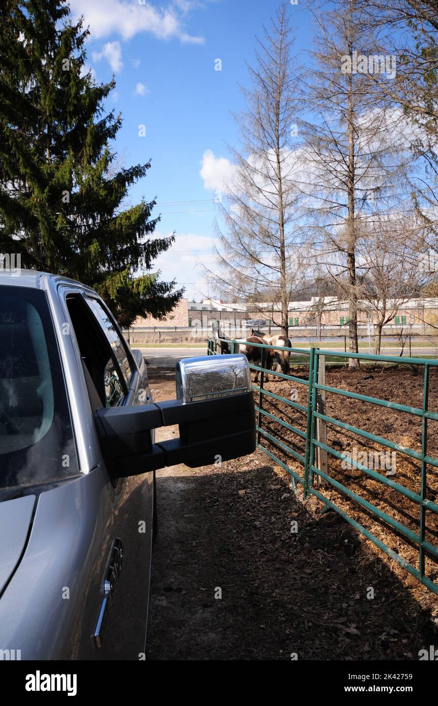 Car at farm stock photo Stock Photo - Alamy