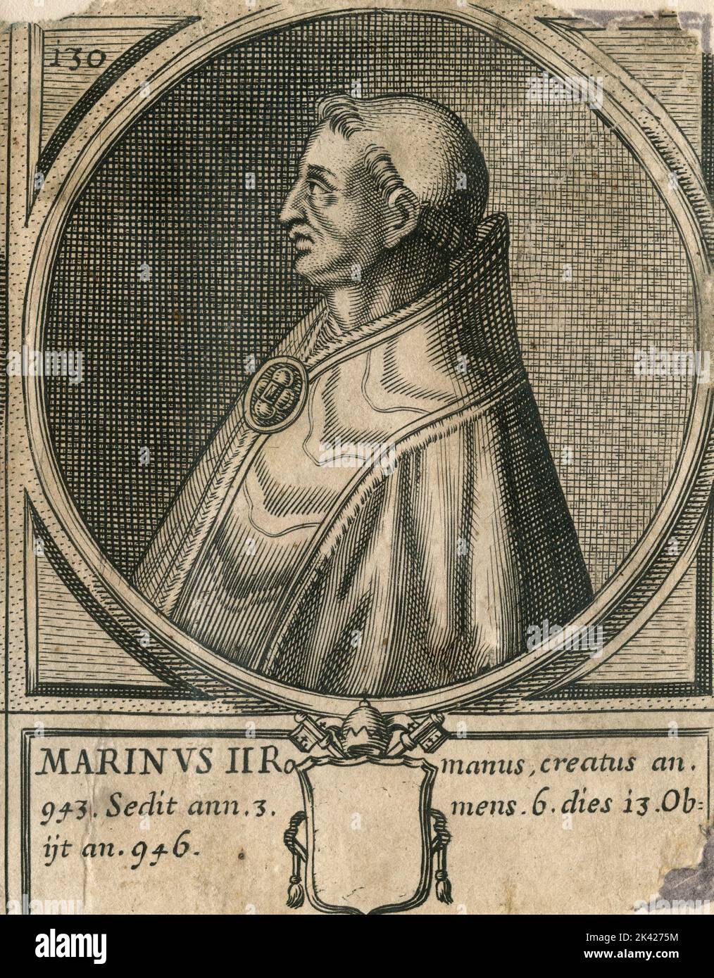 Portrait of Pope Marinus II, engraving from the Summorum Romanorum ...