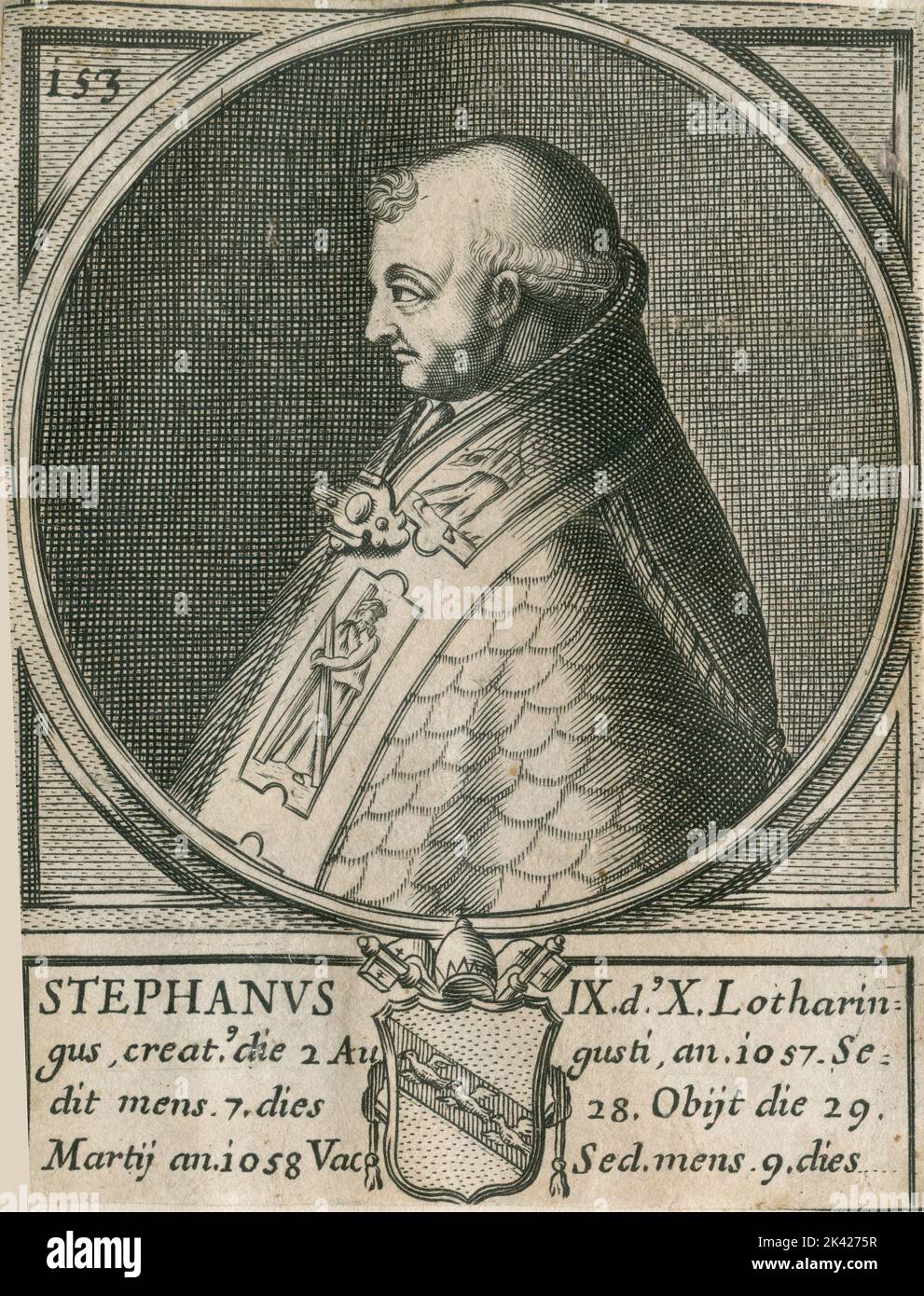 Portrait of Pope Stephanus IX, engraving from the Summorum Romanorum ...