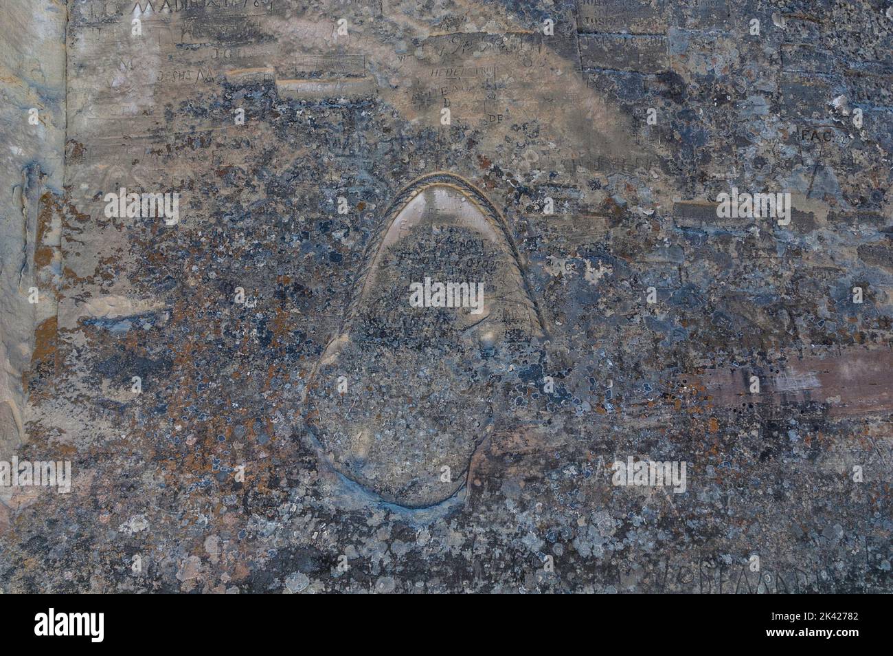 Cibola County, New Mexico - June 19, 2011 – Close up of writing on ...