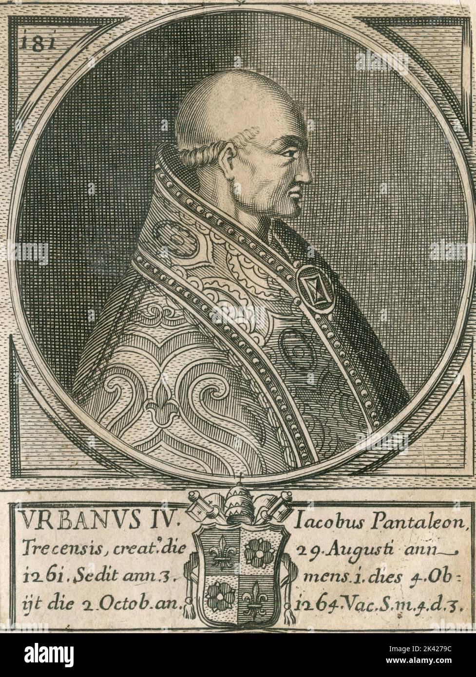 Portrait of Pope Urbanus IV, engraving from the Summorum Romanorum ...
