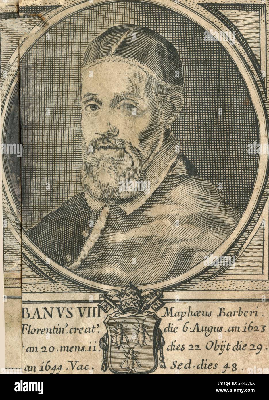 Portrait of Pope Urbanus VIII, engraving from the Summorum Romanorum ...