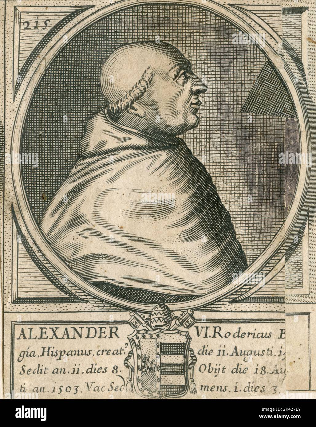Portrait of Pope Alexander VI, engraving from the Summorum Romanorum ...