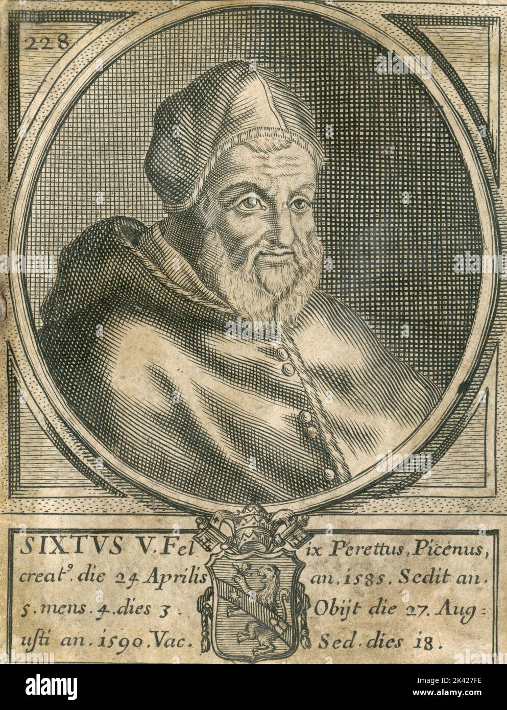 Portrait of Pope Sixtus V, engraving from the Summorum Romanorum ...