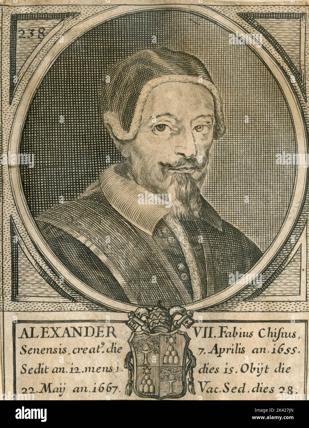 Portrait of Pope Alexander VII, engraving from the Summorum Romanorum ...