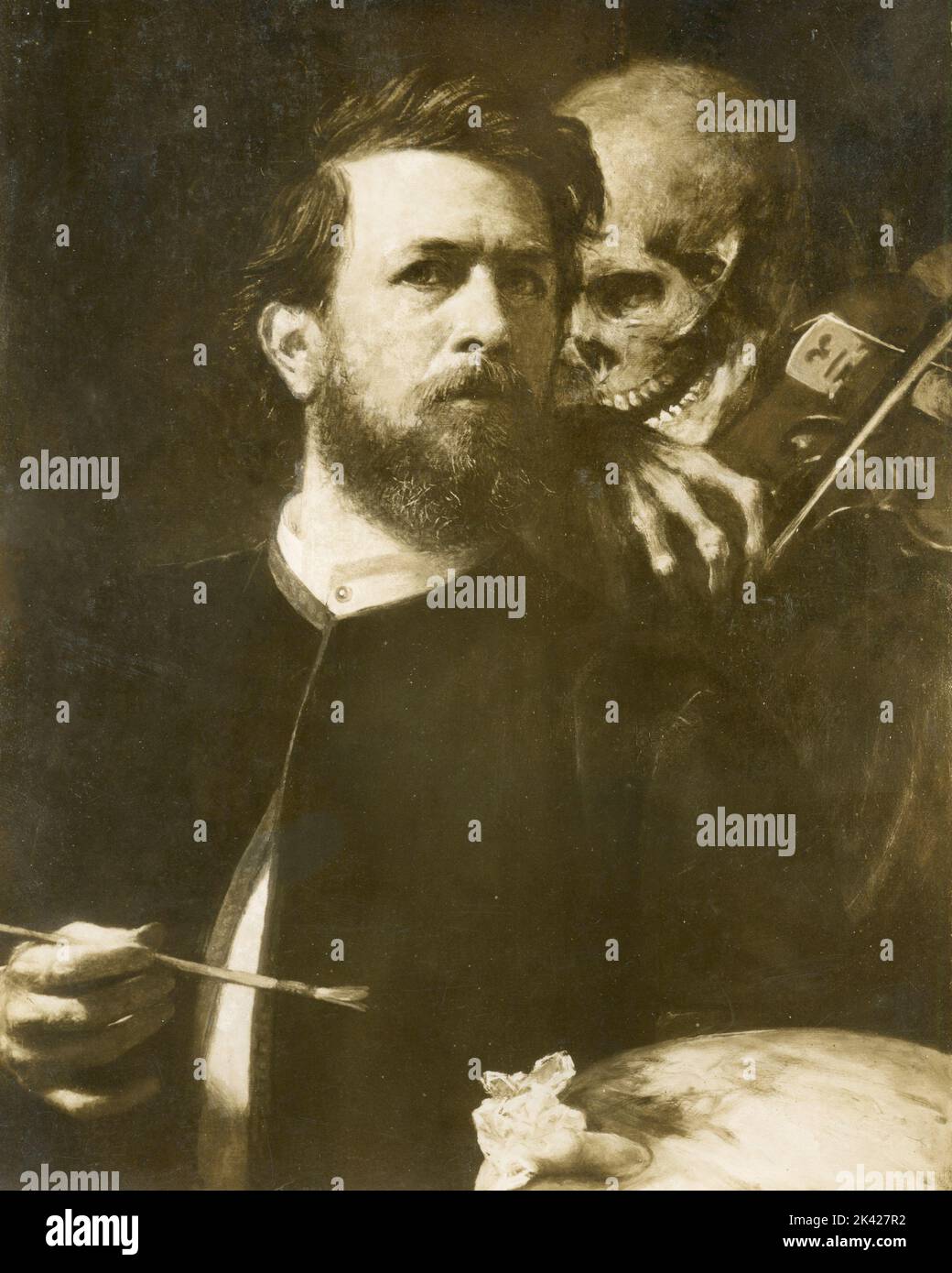 Self portrait with Death playing the fiddle, painting by Swiss artist ...