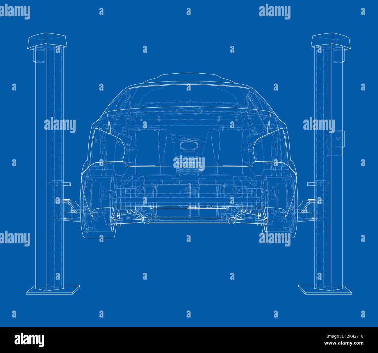 Car lift stand tower with car. Vector Stock Vector Image & Art - Alamy