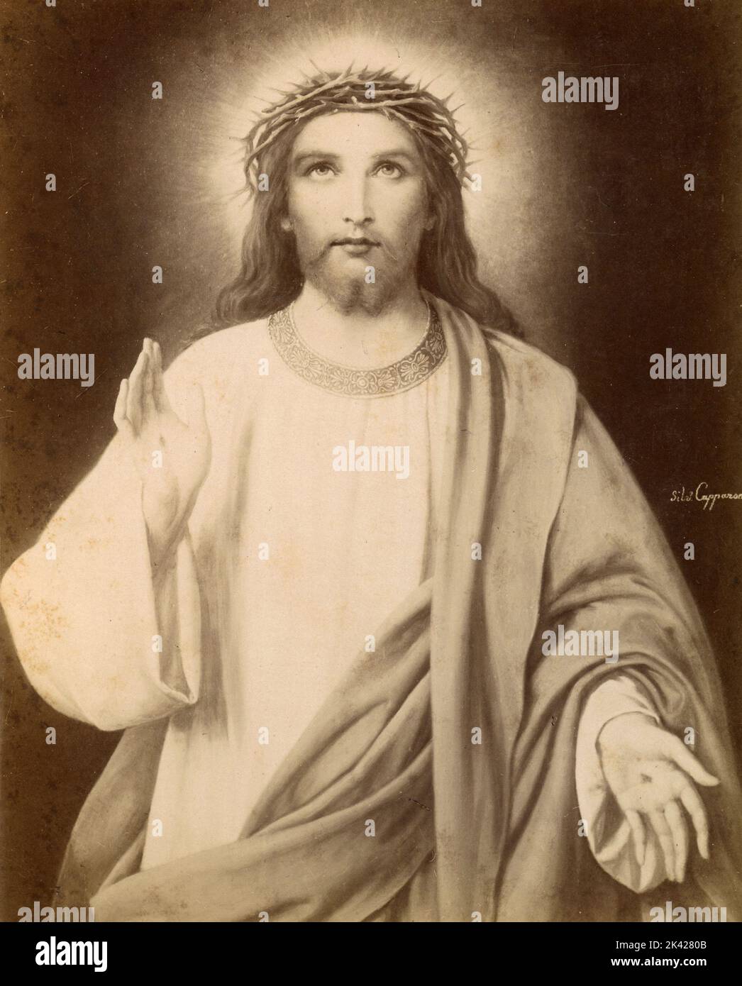 Portrait of Jesus Christ, painting by Italian artist Silverio Capparoni ...