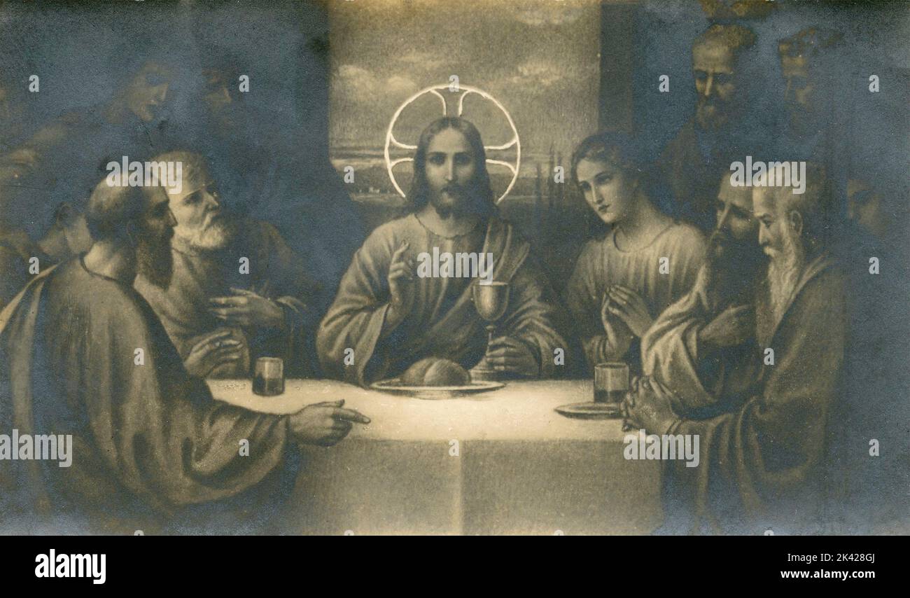 The Last supper, painting by unidentified artist, 1930s Stock Photo - Alamy