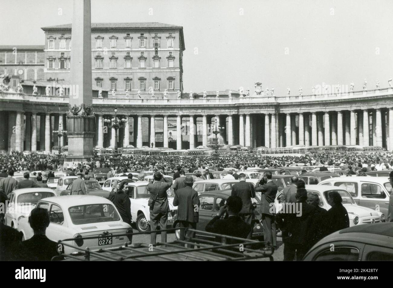 View of St. Peter's Square full of cars for the Sunday blessing of the ...