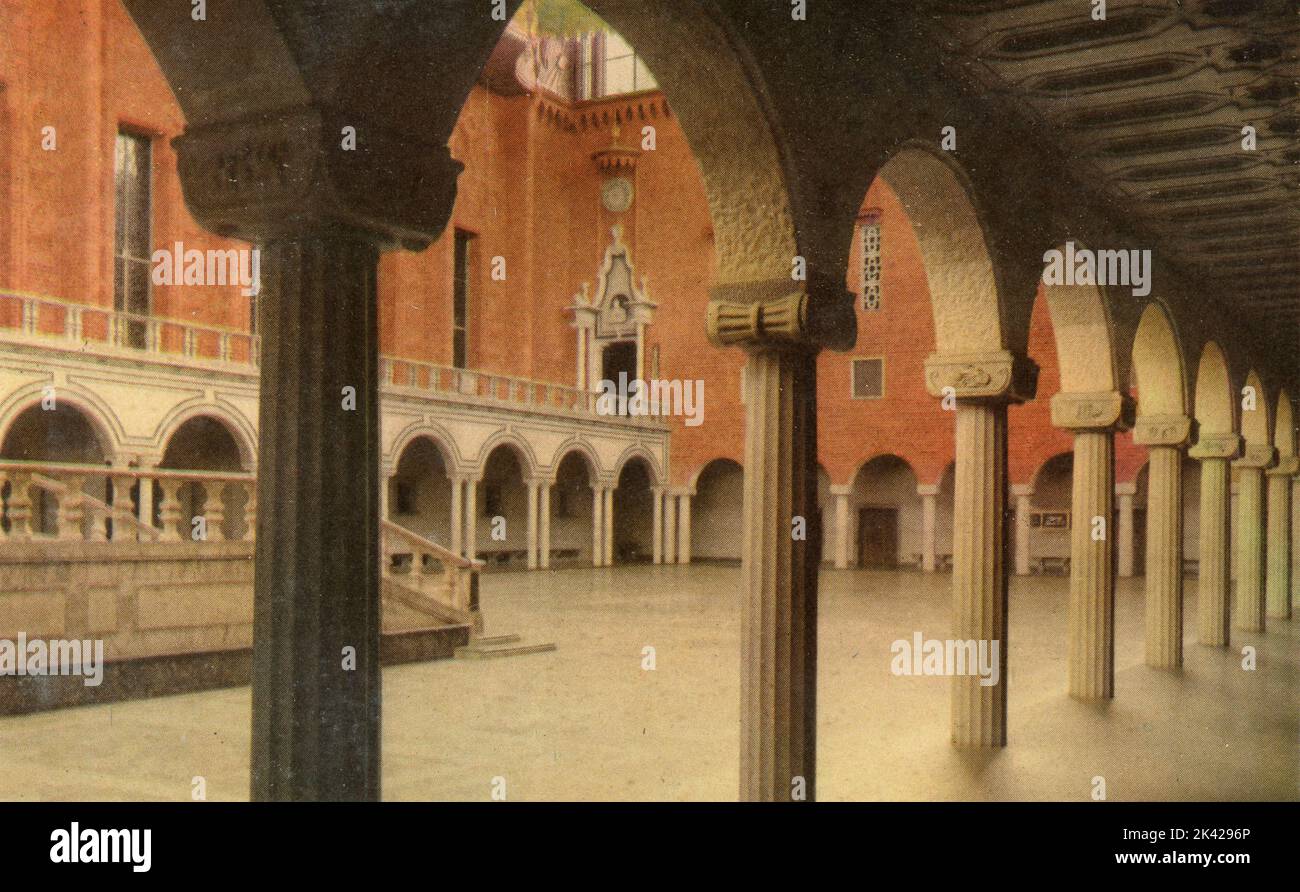 View of the Blue Hall, City Hall, Stockholm, Sweden 1940s Stock Photo ...