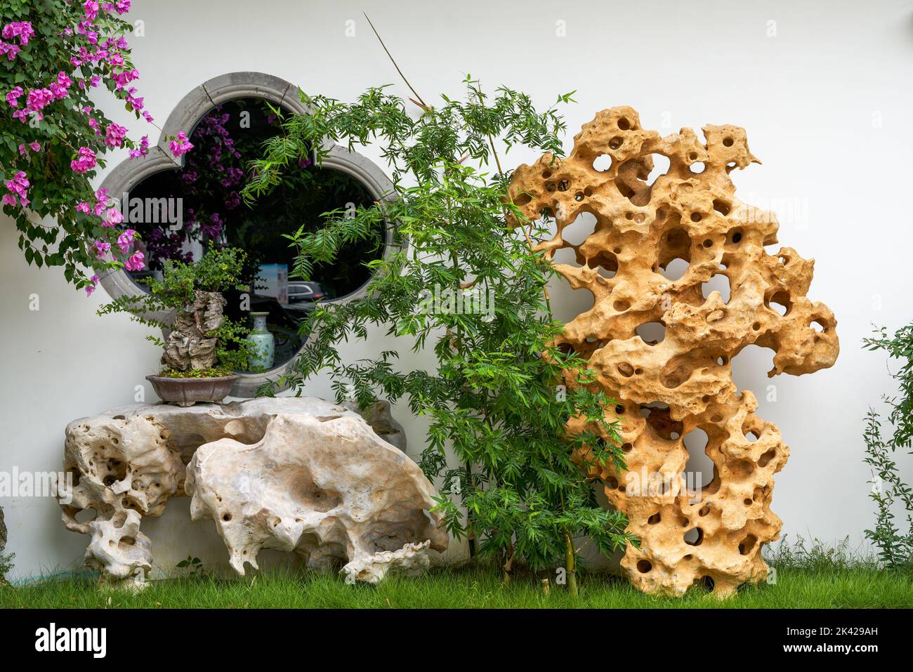 Marble rockery stone garden landscape in Chinese garden Stock Photo - Alamy