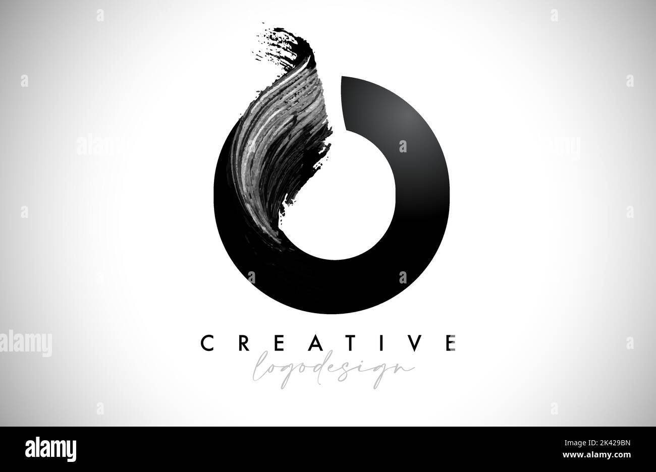 Letter O Logo Brush Stroke with Artistic Watercolor Paint Brush Icon ...