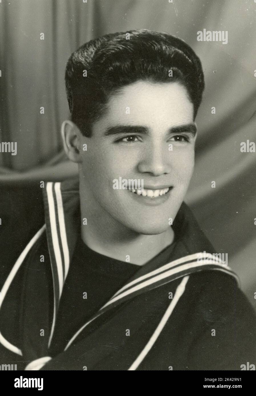 Studio portrait of a young sailor of the Italian Navy, Taranto, Italy ...