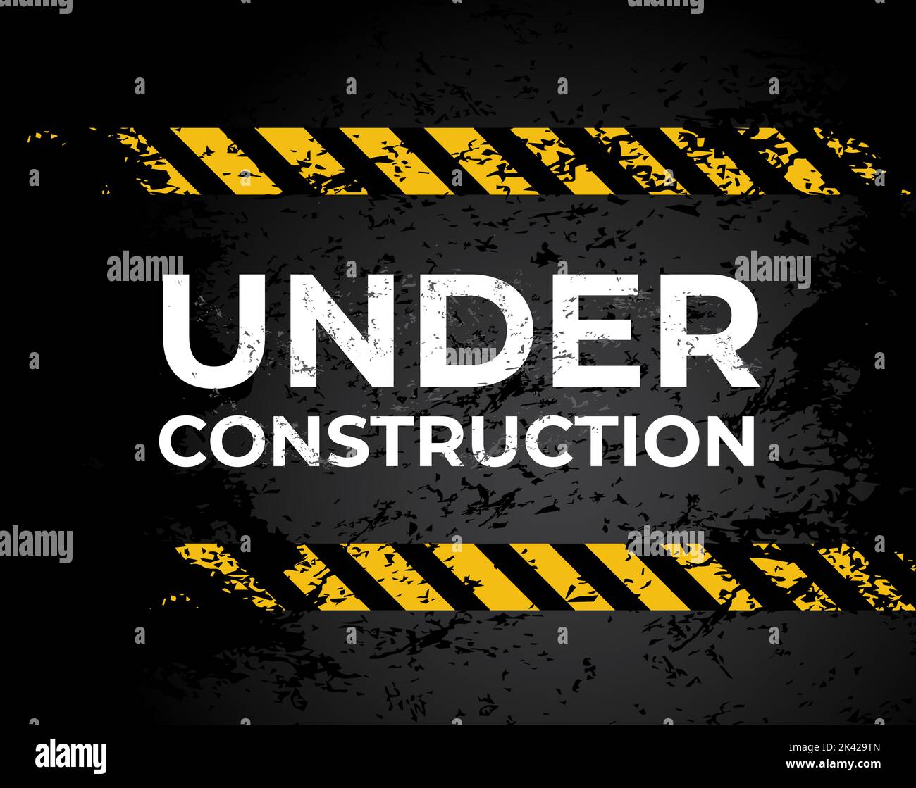 Under construction grunge warning background, vector website banner ...