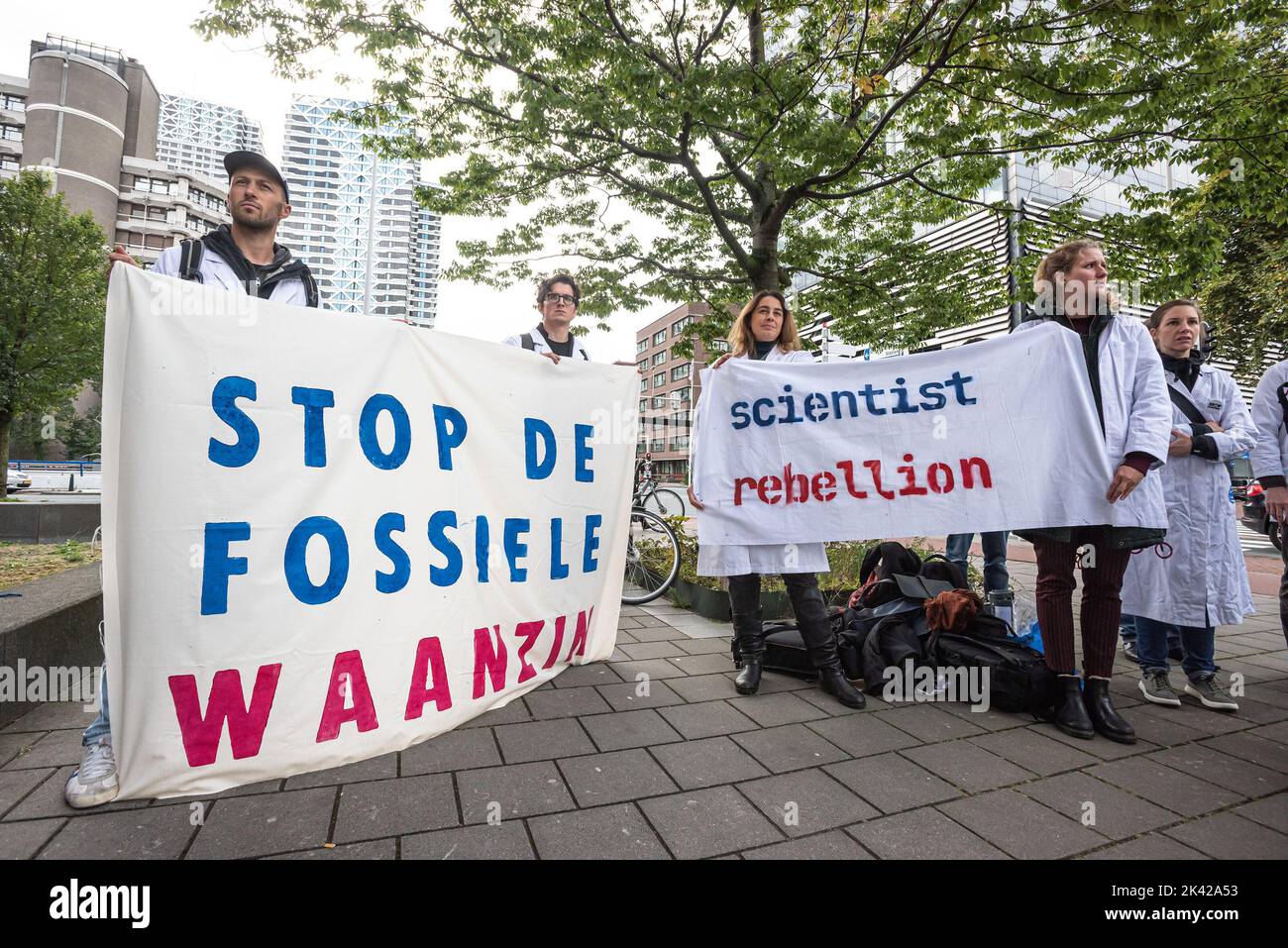 The Hague, Netherlands. 28th Sep, 2022. Scientists wearing their white ...