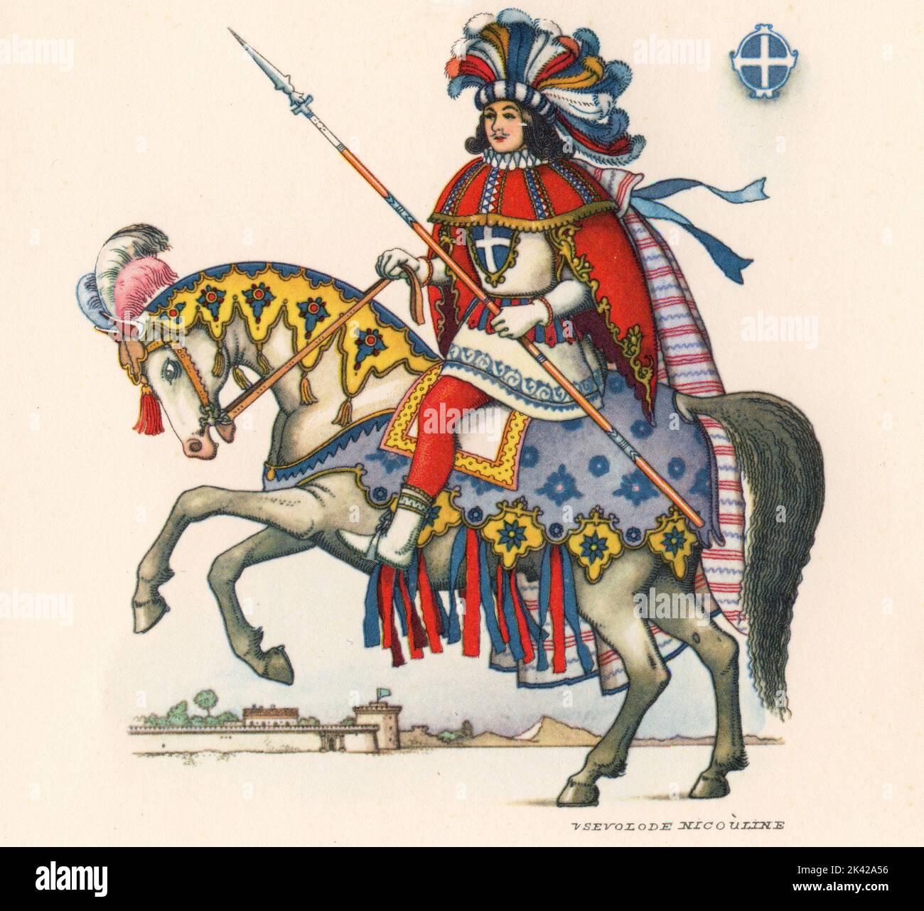 Illustration of knight from Italy, 1725 Stock Photo - Alamy