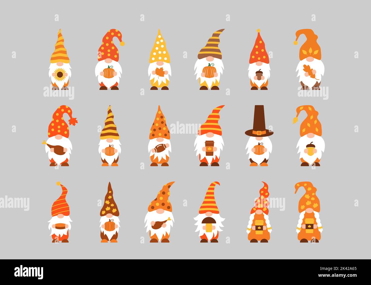 Fall gnomes bundle. Autumn decorations. Set of cute cartoon characters ...