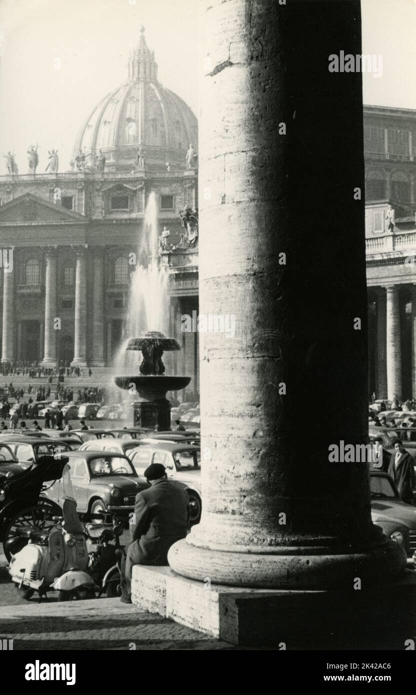 View of St. Peter's Square full of cars for the Sunday blessing of the ...
