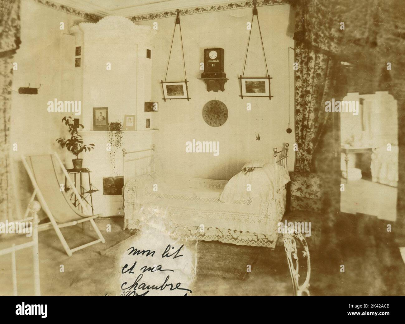 Bedroom of retired Cavalry general, France 1890s Stock Photo - Alamy