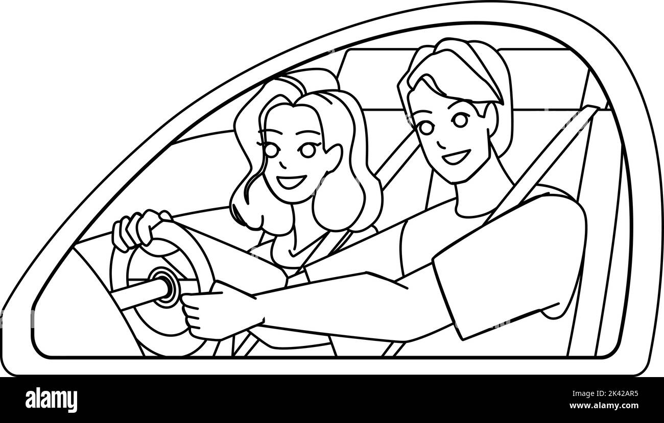 couple driving vector Stock Vector Image & Art - Alamy