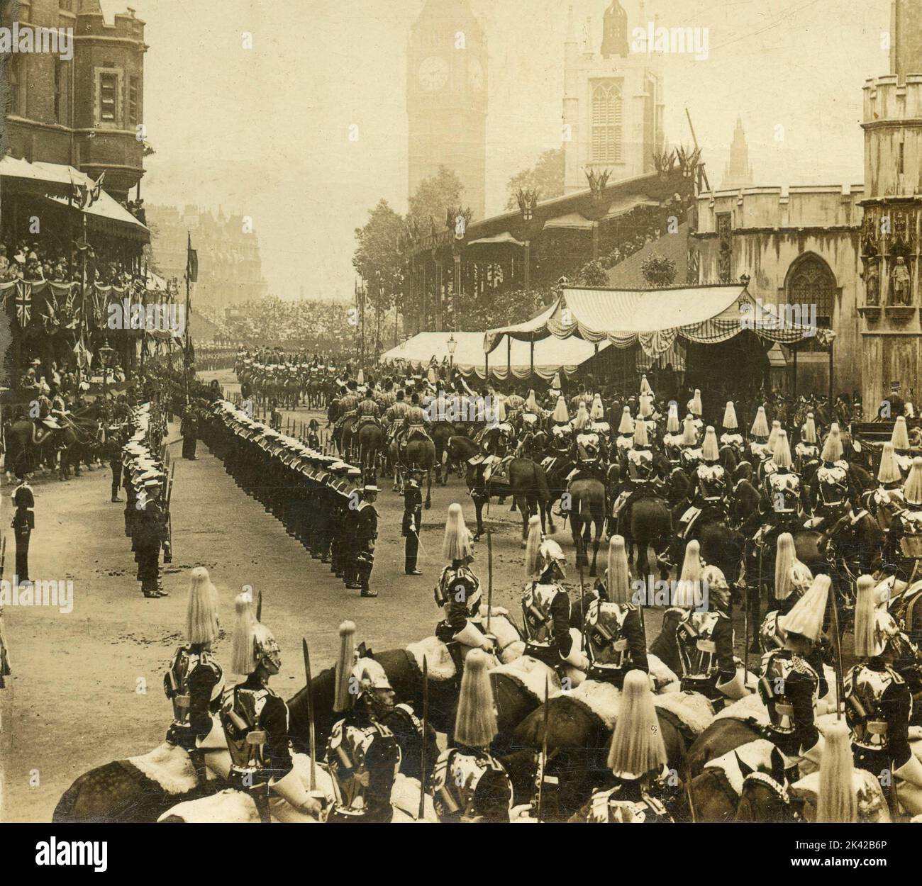 The procession leaving Westminster Abbey during the coronation of ...