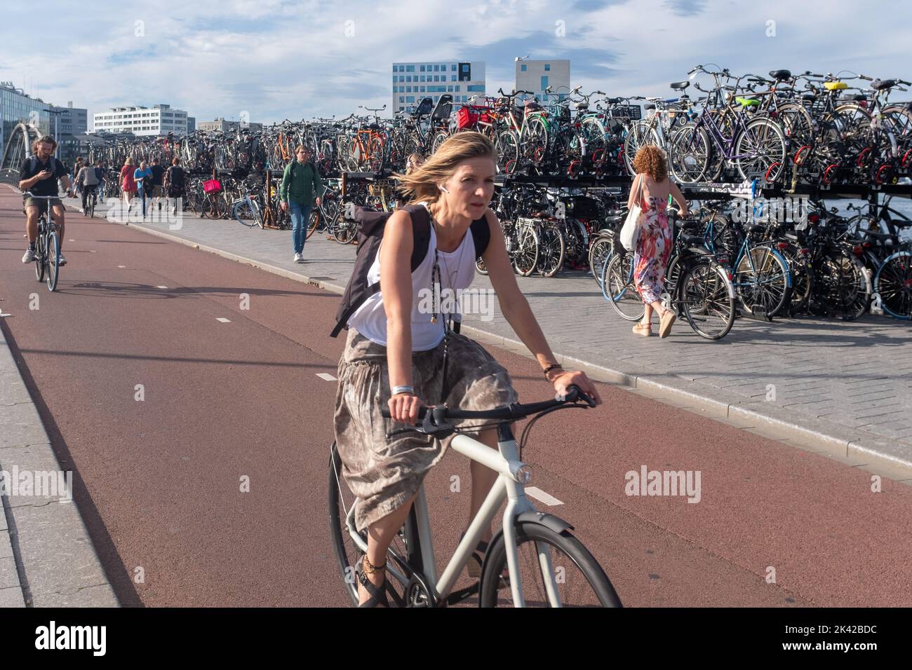 Cyclists in Cycle Lane - Amsterdam, The Netherlands Stock Photo - Alamy