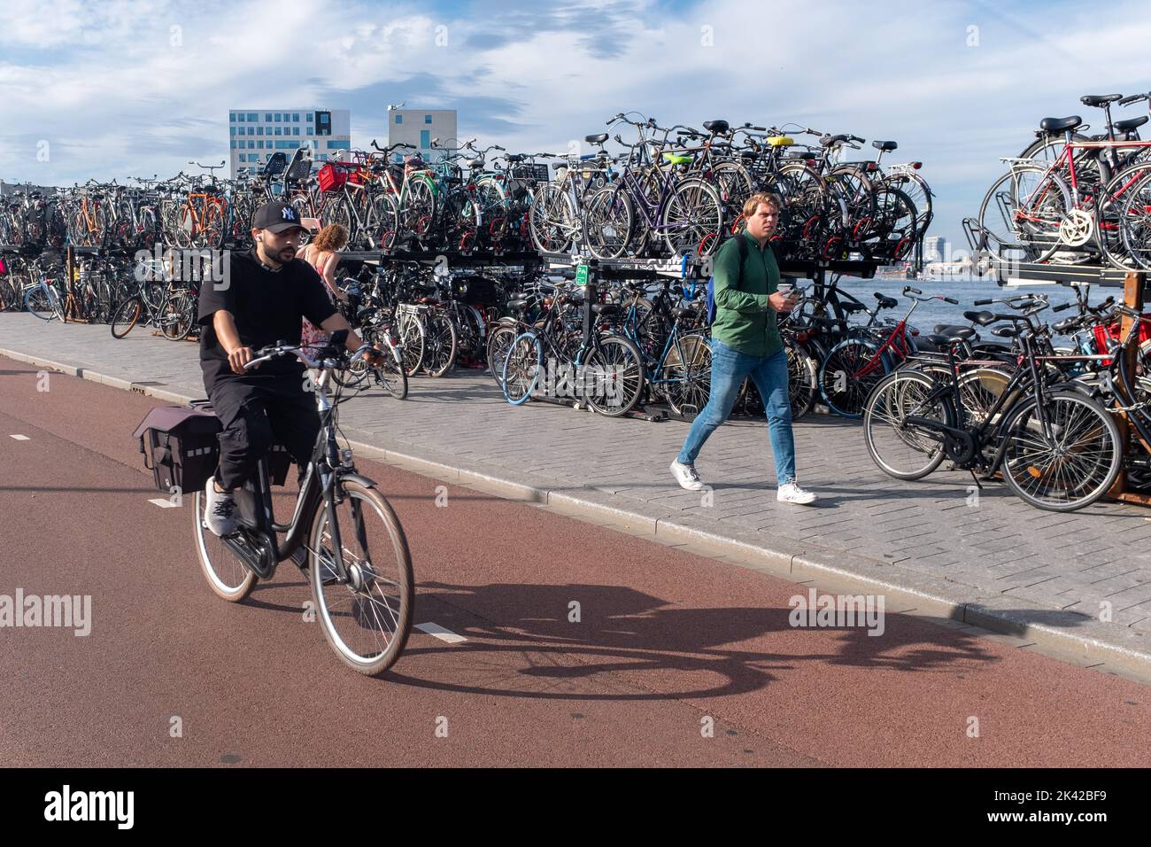 Cyclists in Cycle Lane - Amsterdam, The Netherlands Stock Photo - Alamy