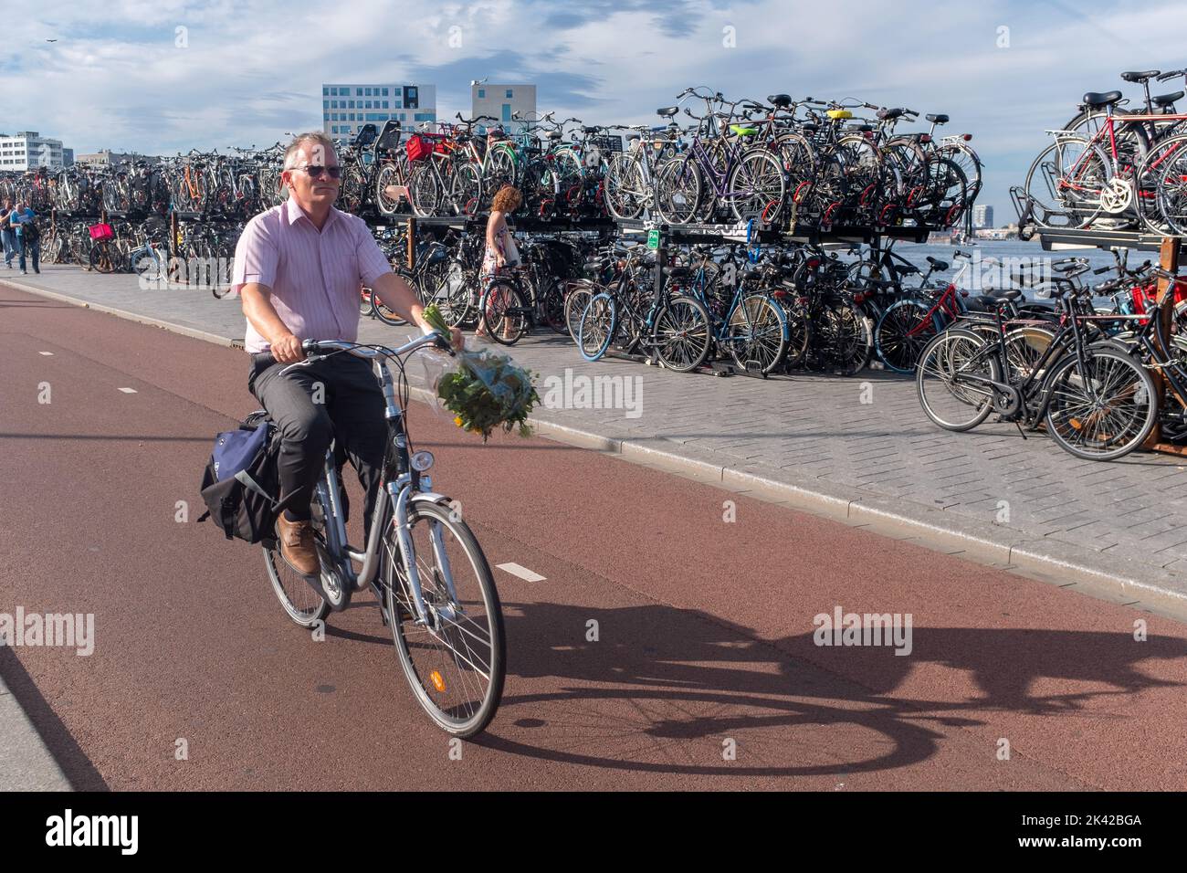 Cyclists in Cycle Lane - Amsterdam, The Netherlands Stock Photo - Alamy