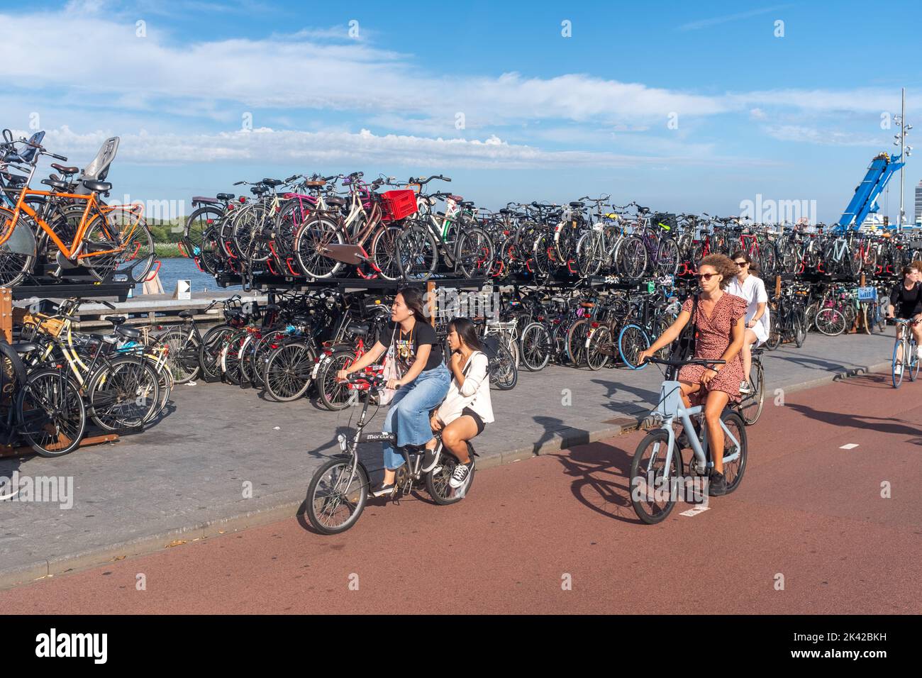 Cyclists in Cycle Lane - Amsterdam, The Netherlands Stock Photo - Alamy