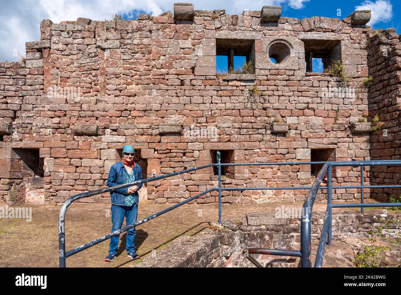 A woman visiting Haut-Barr Castle in the Alsace plain Stock Photo - Alamy