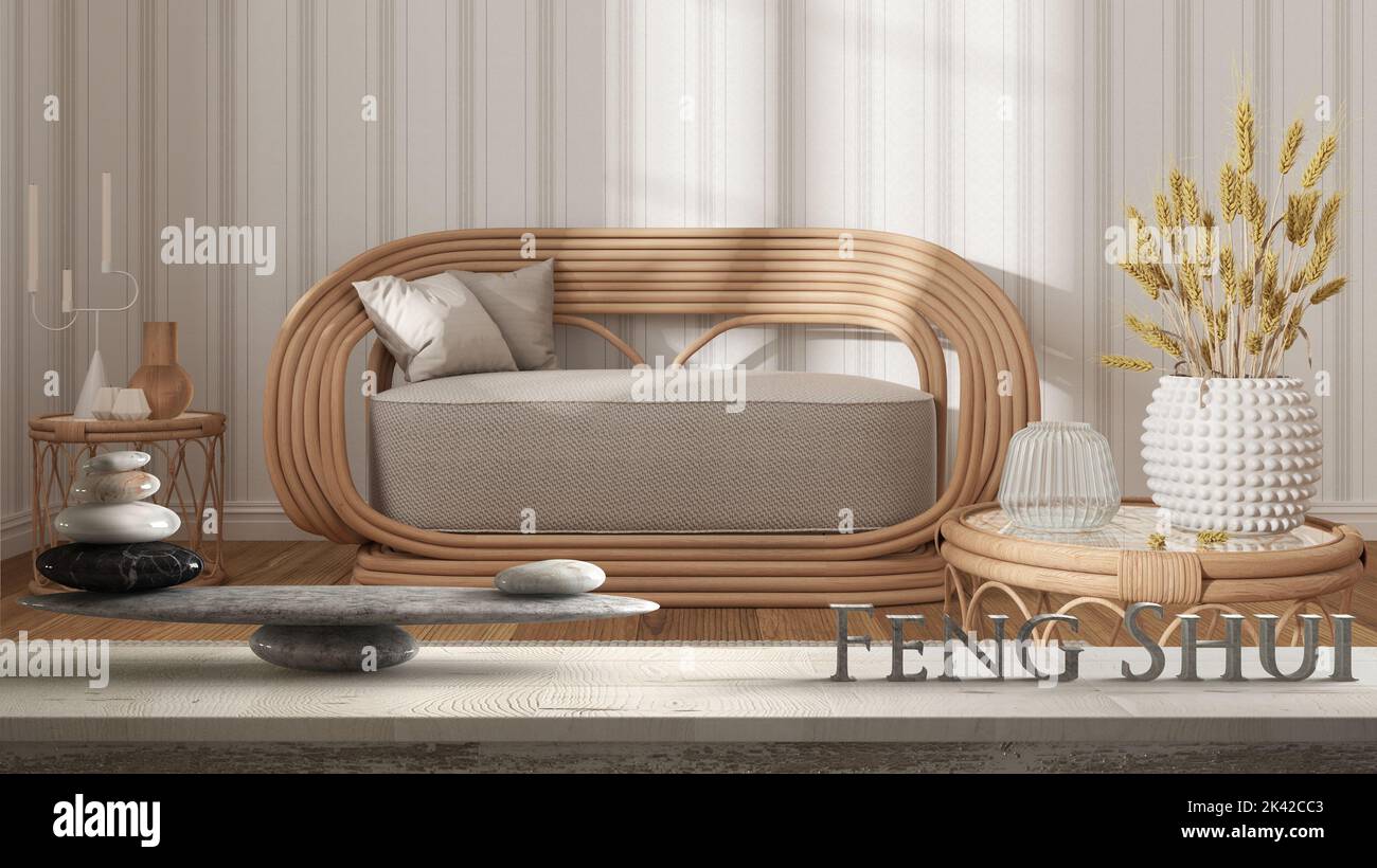 Wooden vintage table shelf with pebble balance and 3d letters making ...