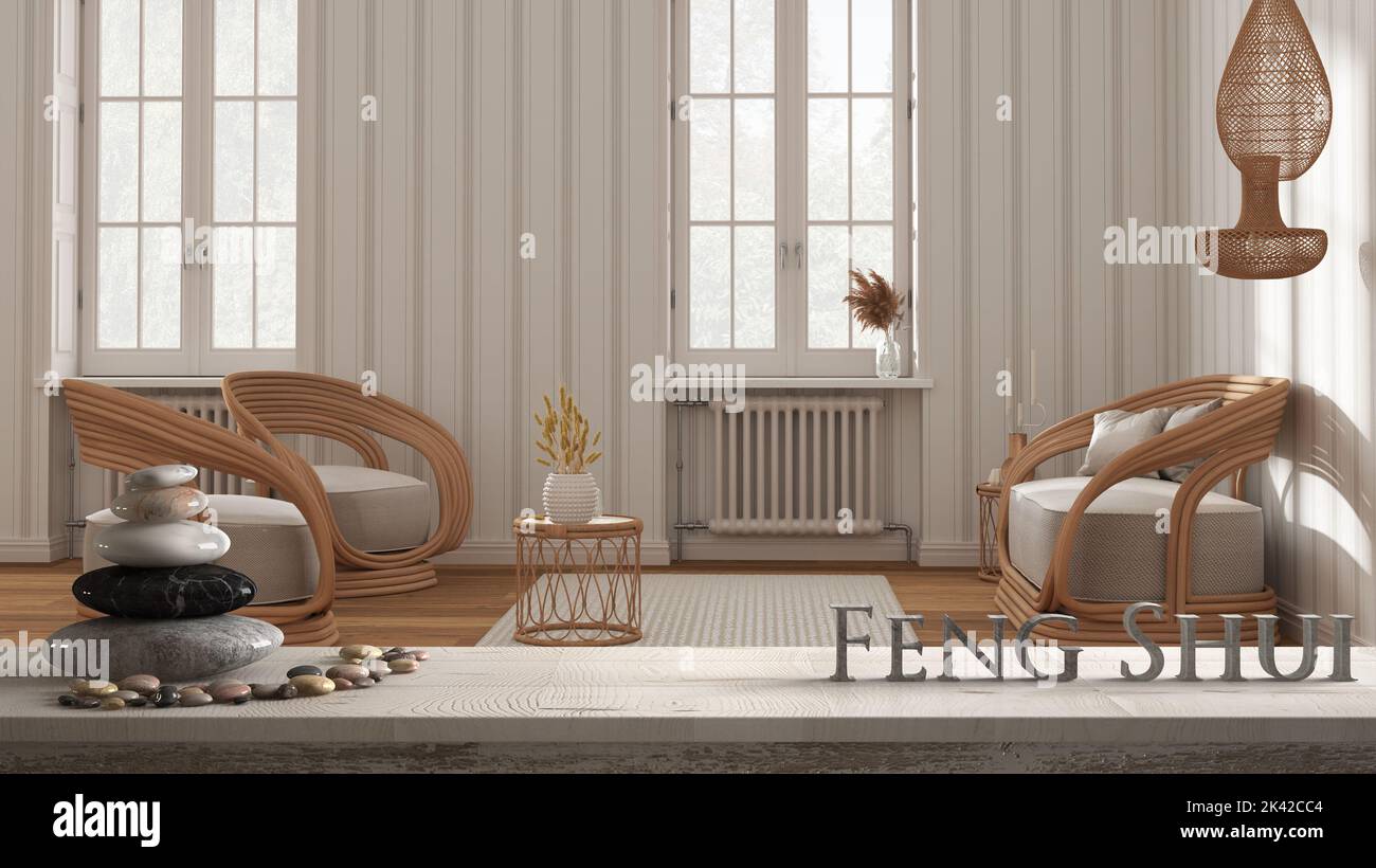 Wooden vintage table shelf with pebble balance and 3d letters making ...