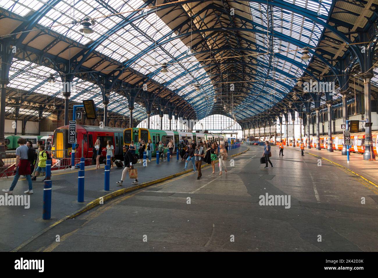 The interior and platform and large double-spanned curved glass and ...