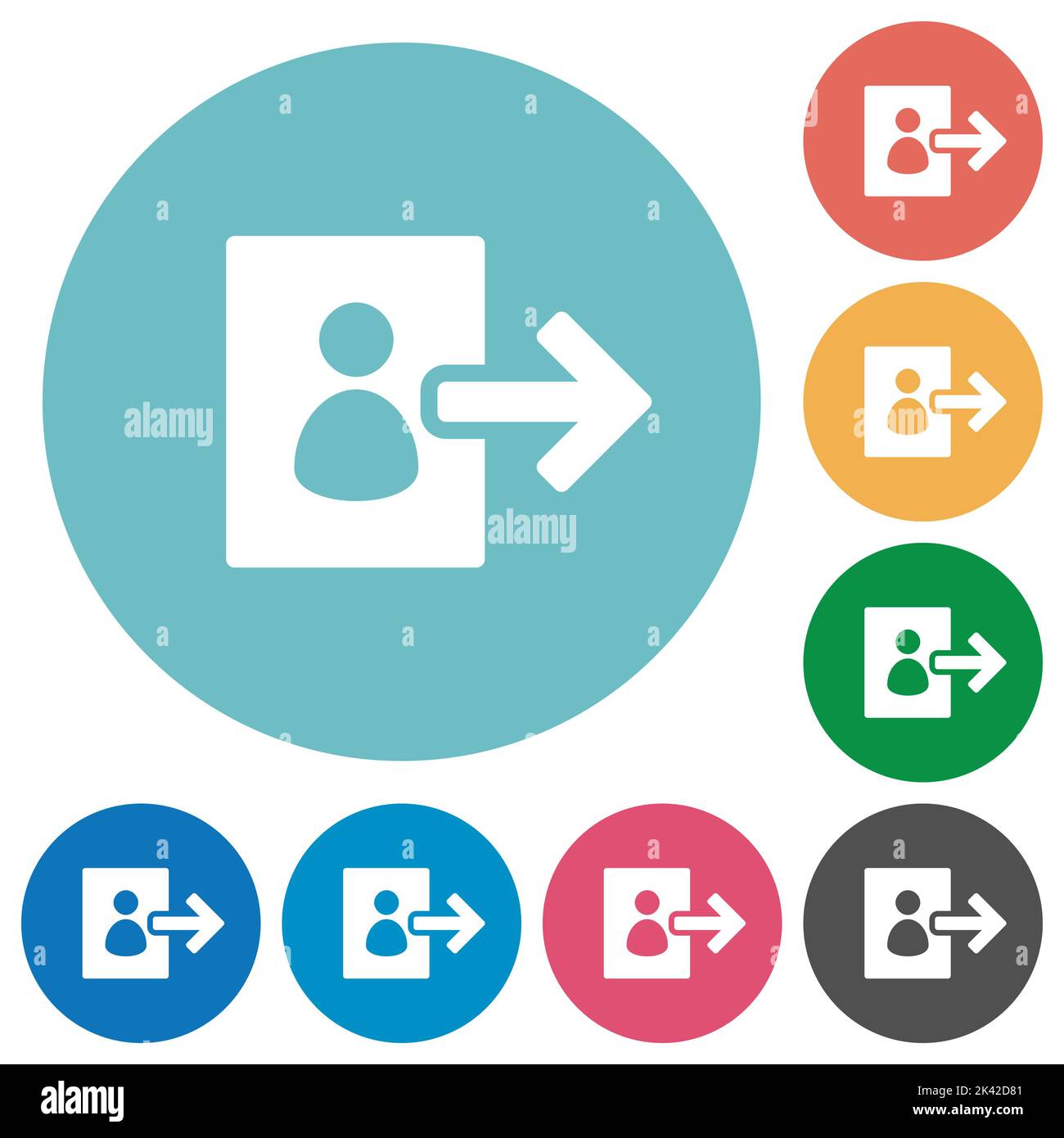 User logout solid flat white icons on round color backgrounds Stock ...