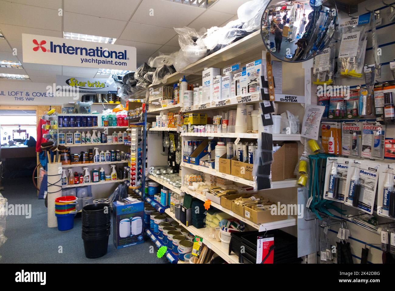 Boat shop / ship chandler / boats chandlery interior selling provisions ...