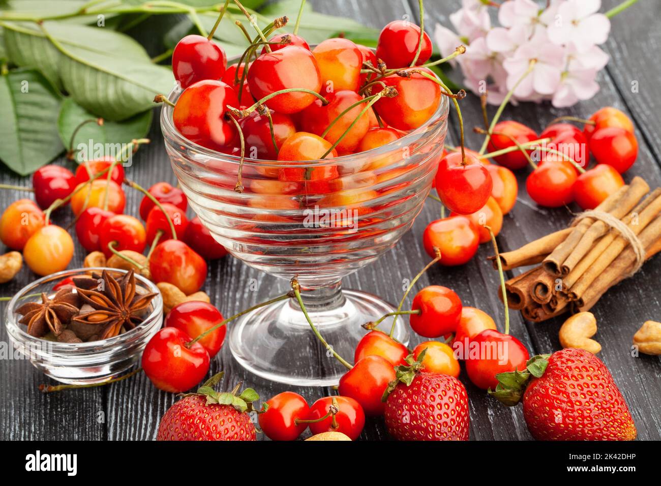 Red cherries on bowl hi-res stock photography and images - Alamy