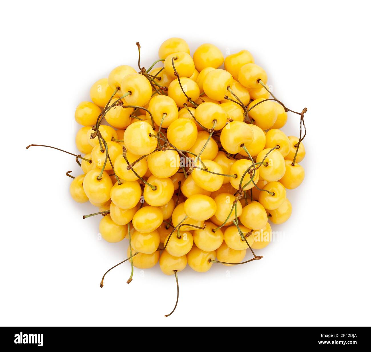 yellow cherry path isolated on white top view Stock Photo - Alamy