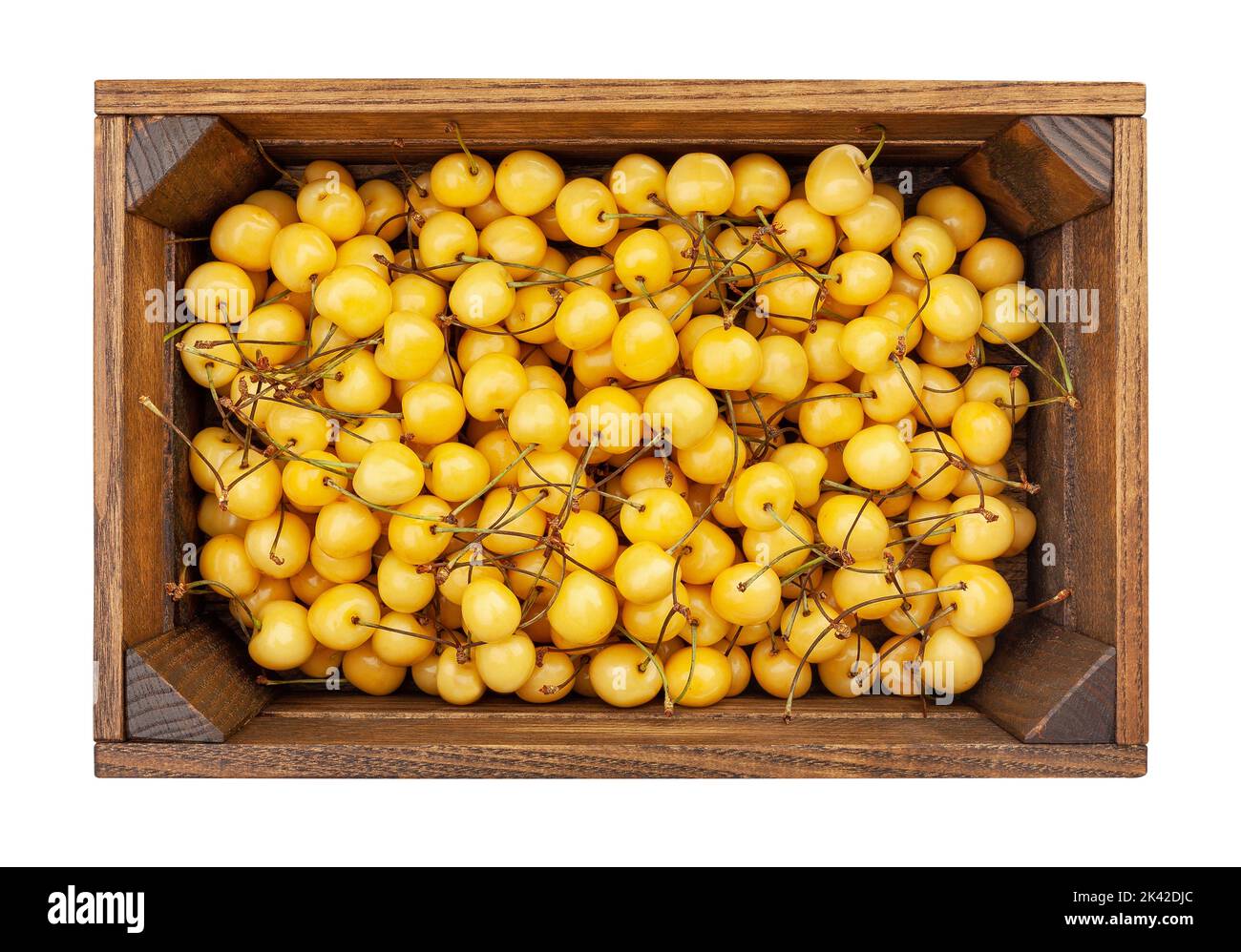 yellow cherry path isolated on white top view Stock Photo - Alamy
