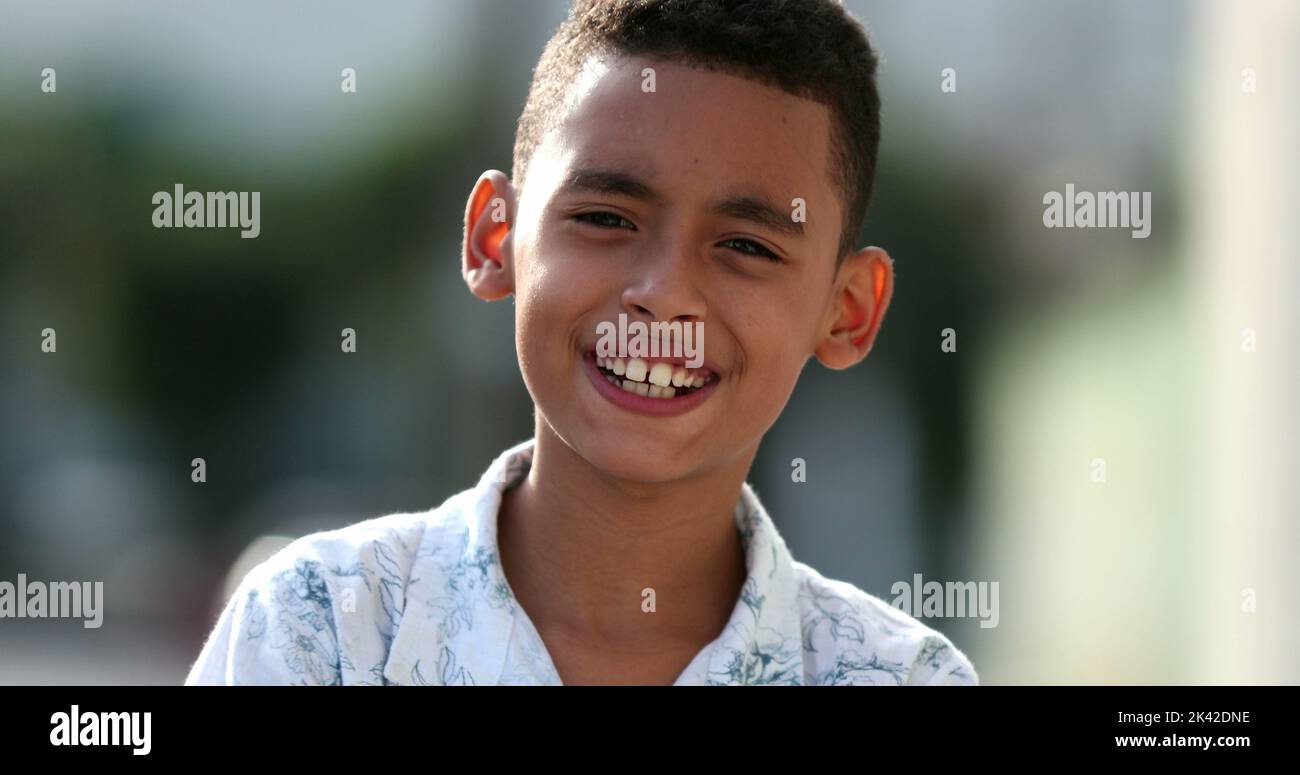 Brazilian hispanic little boy child portrait smiling outside Stock ...