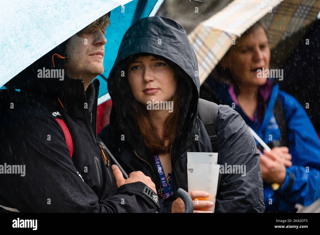 Heavy rain on Day One of the Green Man Festival 2019 in Glanusk Park in ...