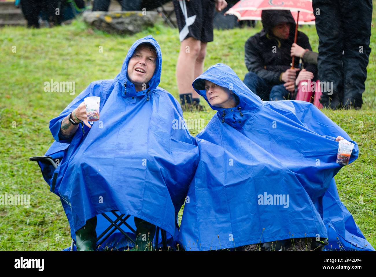 Heavy rain on Day One of the Green Man Festival 2019 in Glanusk Park in ...
