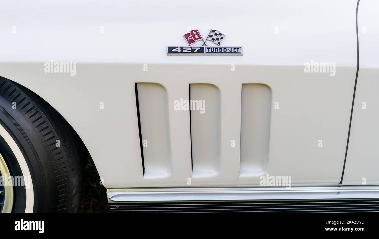 BIRMINGHAM, MI/USA - AUGUST 17, 2019: Closeup of a 1966 Chevrolet ...