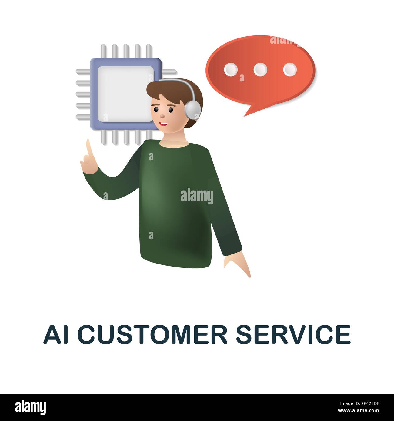 Ai Customer Service icon. 3d illustration from data science collection ...