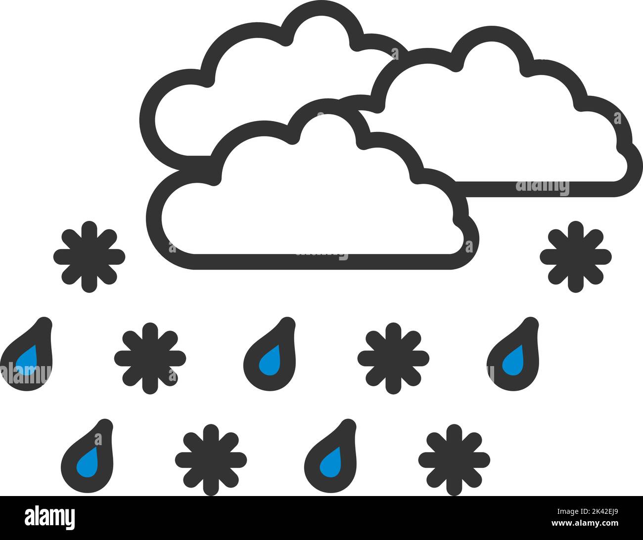 Rain With Snow Icon. Editable Bold Outline With Color Fill Design ...