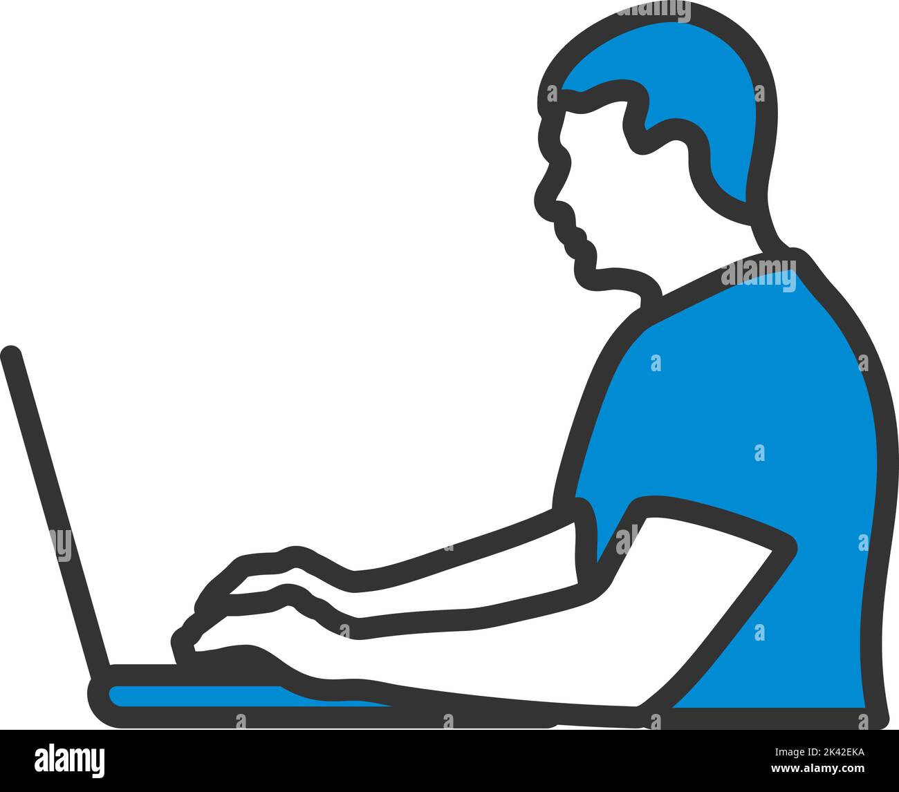 Writer At The Work Icon. Editable Bold Outline With Color Fill Design ...