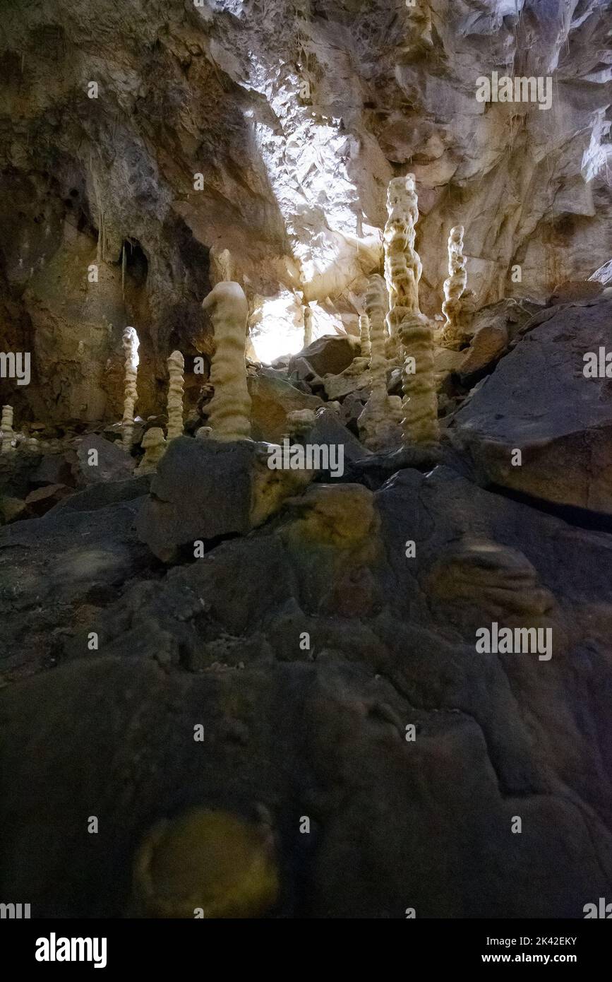 natural rock formations limestone caves. underground scenery with ...