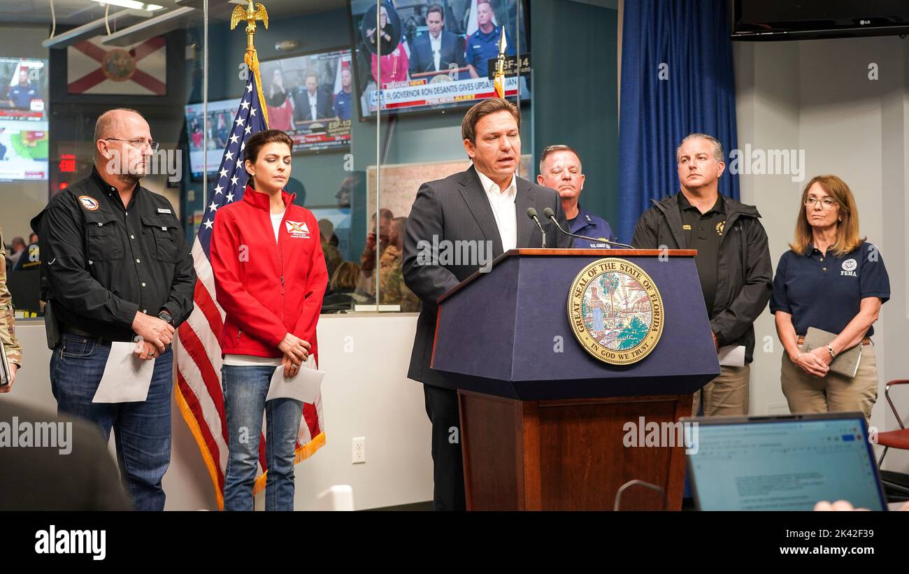 Tallahassee, FL, September 29, 2022 - Florida Governor Ron DeSantis ...